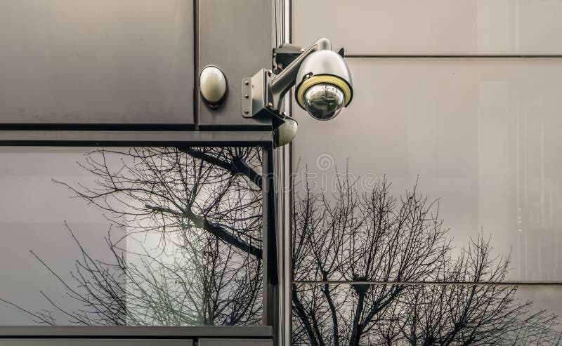 Surveillance Camera for Mounted on Outside Wall of Modern Building ...