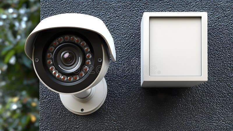 Surveillance Camera Mounted on a Textured Wall Stock Illustration ...
