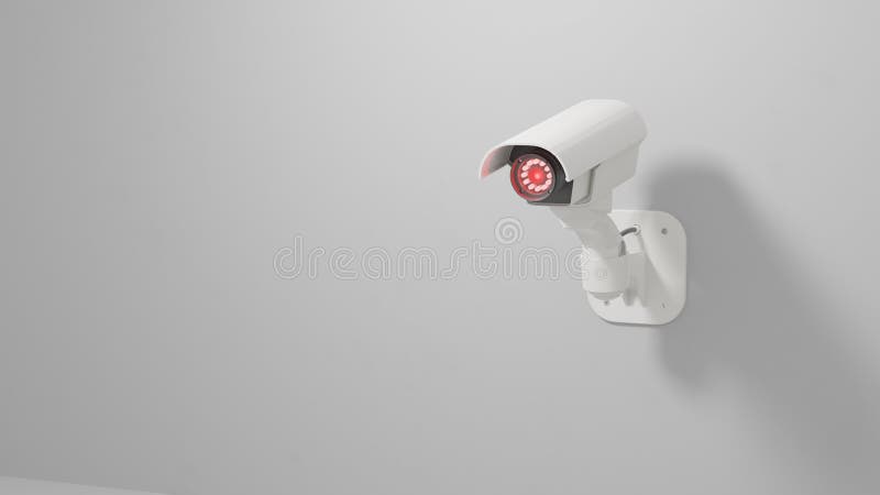 Surveillance Camera Mounted on a Wall. Digital 3D Rendering Stock ...