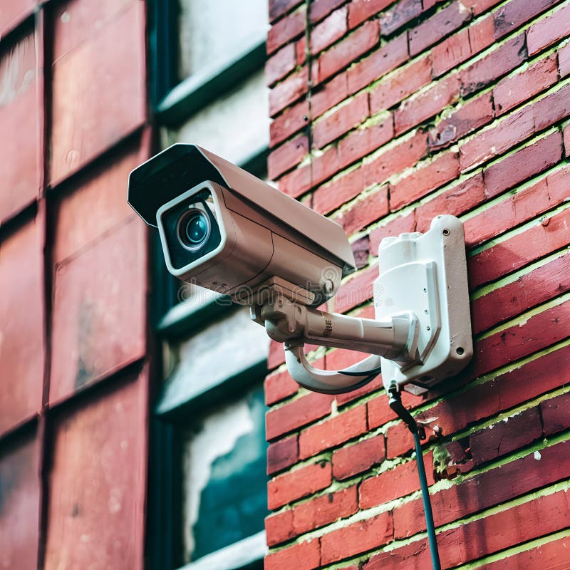 Surveillance Camera Mounted on Wall, Enhancing Security, Available for ...