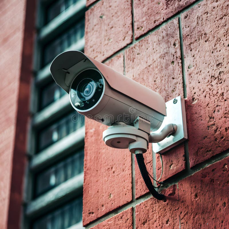 Surveillance Camera Mounted on Wall, Enhancing Security, Available for ...