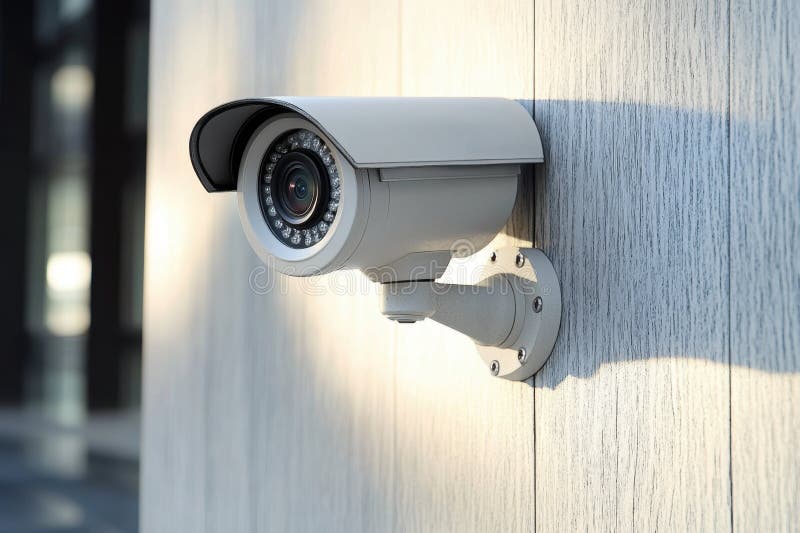 Surveillance Camera Mounted on a Wall for Security Monitoring in a ...