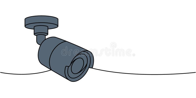 Surveillance Camera One Line Colored Continuous Drawing. Security ...