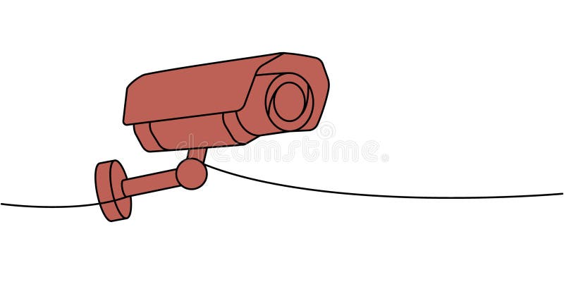 Surveillance Camera One Line Colored Continuous Drawing. Video ...