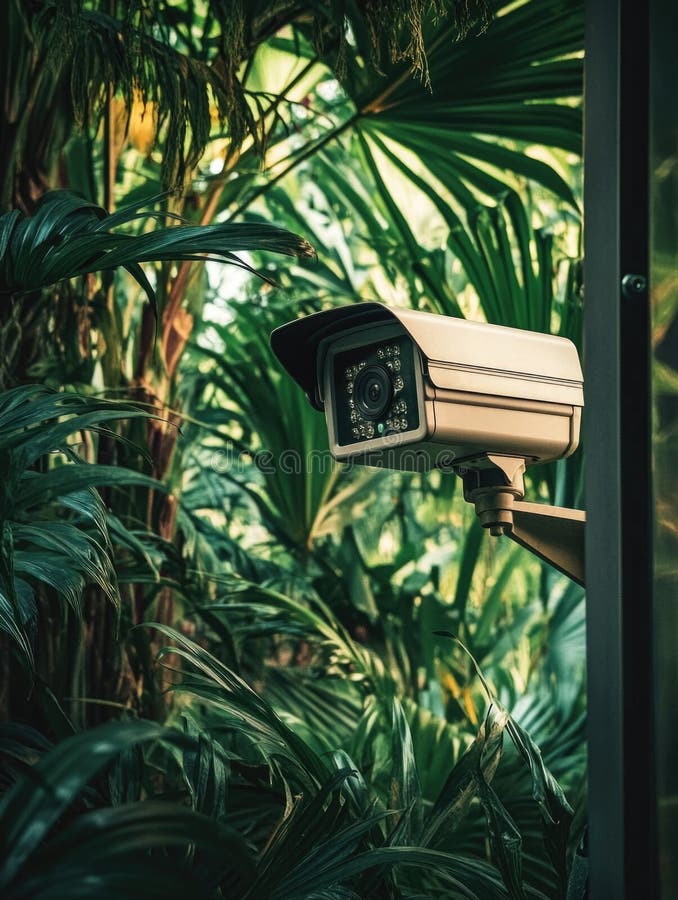 Surveillance Camera Overlooking Tropical Forest Stock Photo - Image of ...
