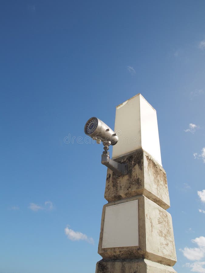 Surveillance Camera on Pillar for Security. Stock Photo - Image of ...