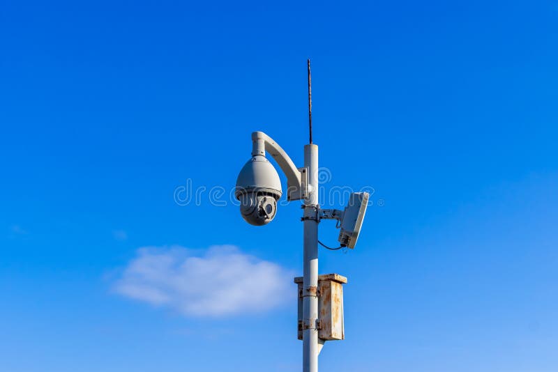 Surveillance Camera on Pole Stock Image - Image of connection, infrared ...
