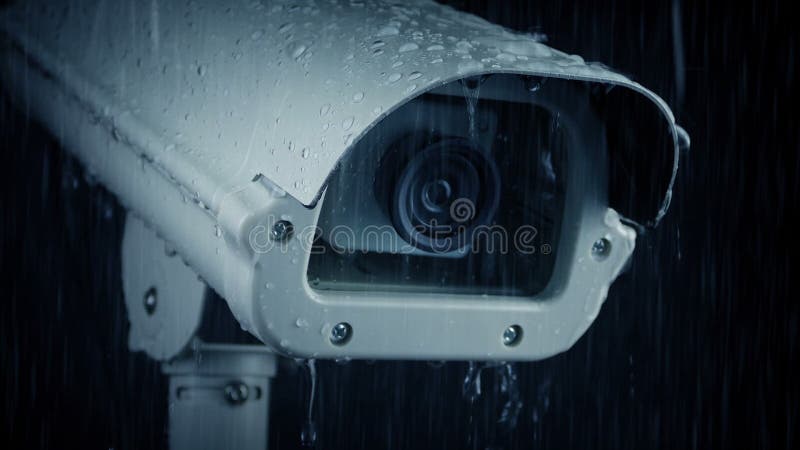 Surveillance Camera in Rainfall Stock Footage - Video of outdoors ...