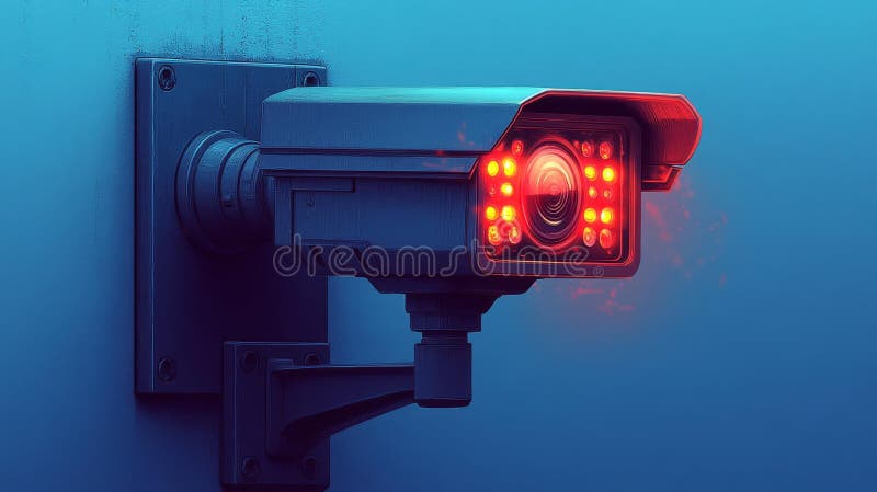 Surveillance Camera with Red Lights Generative AI Stock Illustration ...