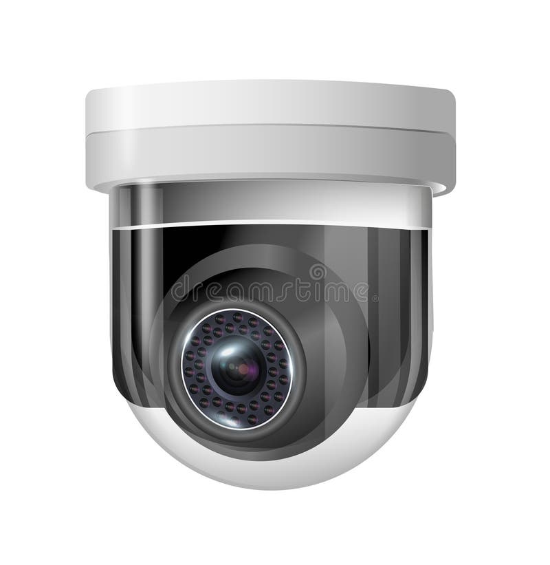 Surveillance Camera Round White Circular View of the Hanging Fixture ...