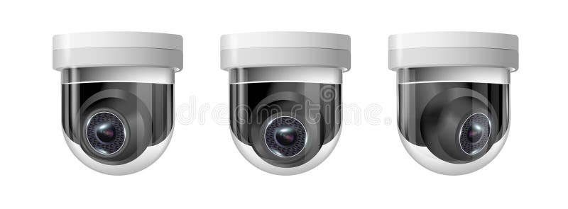 Surveillance Camera Round White Circular View of the Hanging Fixture ...