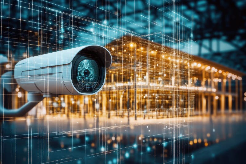 Surveillance Camera Scanning Digital House Interior with Futuristic ...