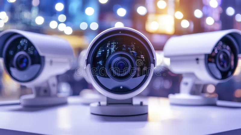 Surveillance Camera Setup Modern Display Technology Showcase Bright ...