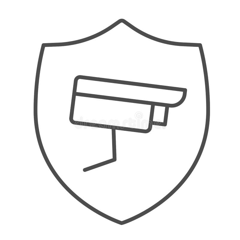 Surveillance Camera, Shield, Protection, Security, Cctv Thin Line Icon, CCTV Concept, Safe ...