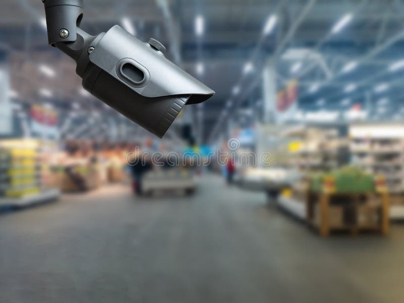 Surveillance Camera Shopping Department Store on the Background Stock ...