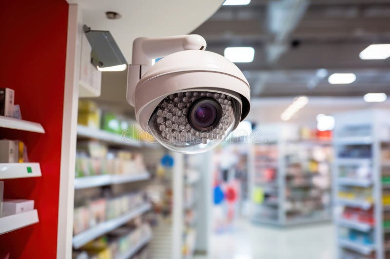 Surveillance Camera at City Street. CCTV Monitoring System. Generative ...