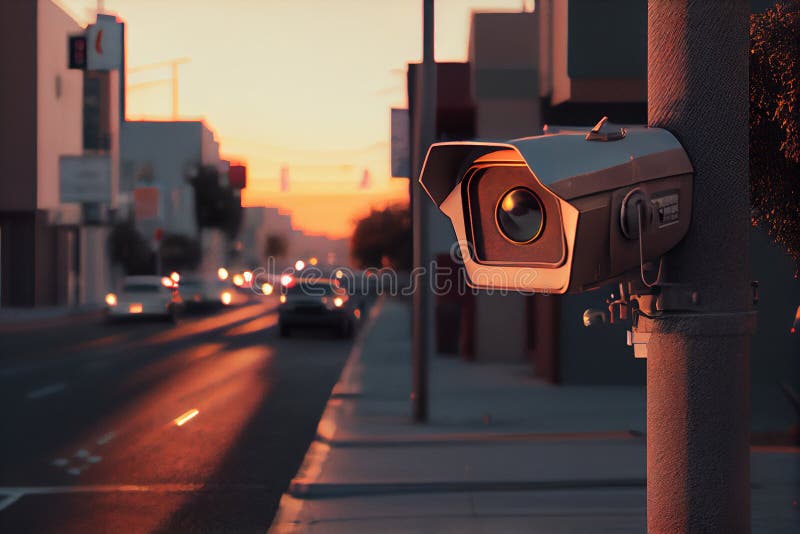 Surveillance Camera on the Street. Generative Ai Stock Illustration ...