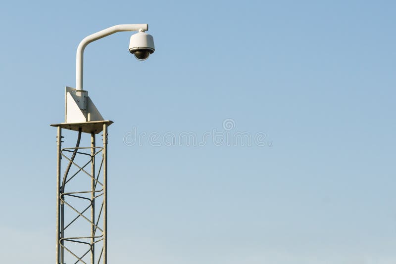 Surveillance Camera System CCTV & Blue Sky Stock Photo - Image of ...