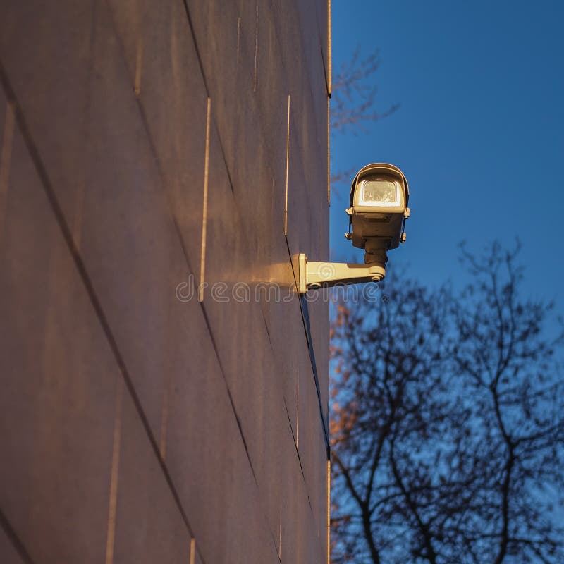 A Surveillance Camera Takes Video Outside in the Dark. Night Security ...