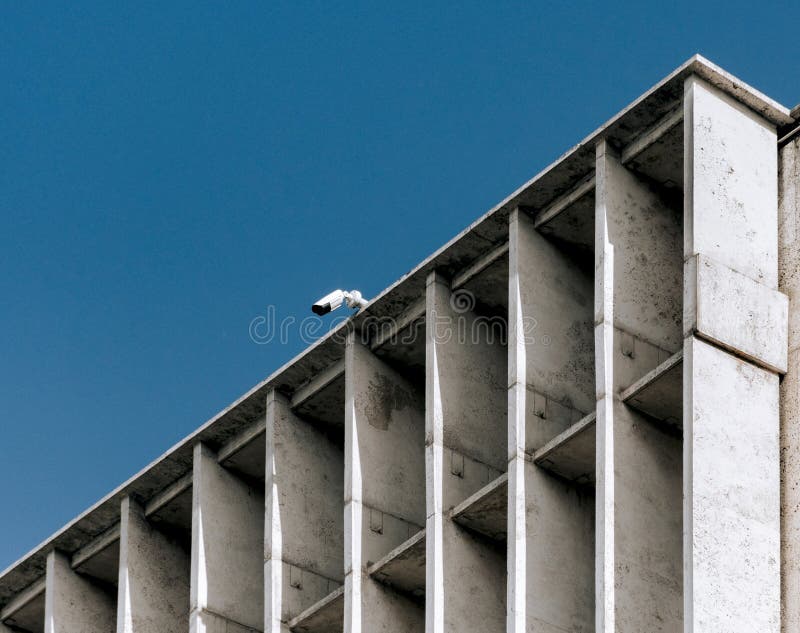 Surveillance Camera on the Top of a Building Stock Photo - Image of ...