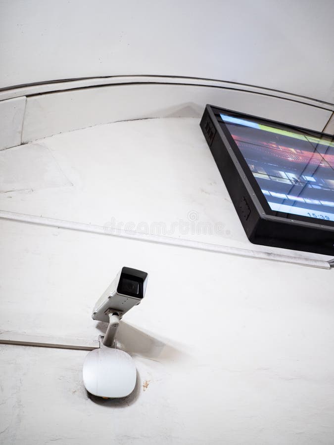Surveillance Camera Under Ceiling in Subway Stock Photo - Image of ...