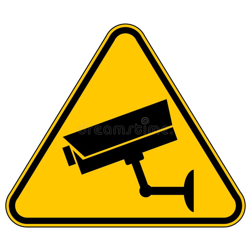 Surveillance Camera Warning Sign Stock Illustration - Illustration of ...