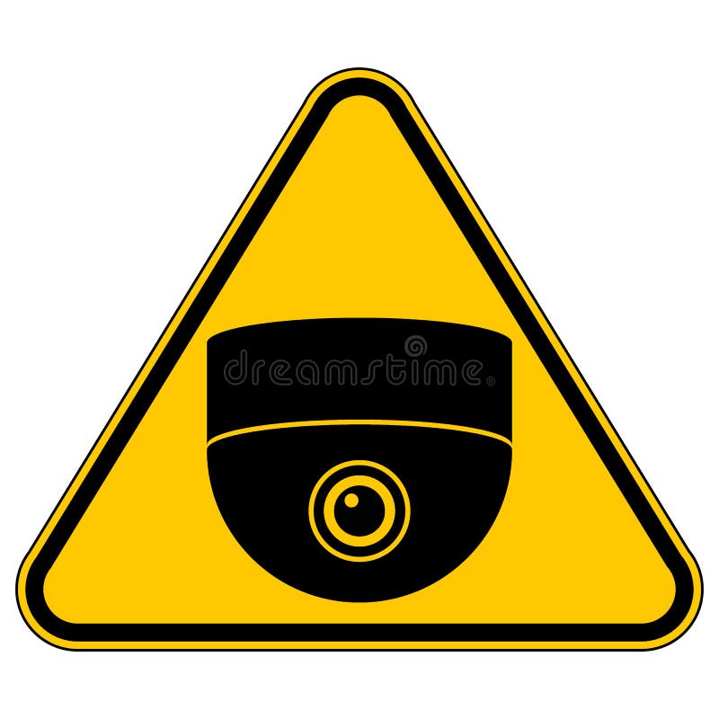 Surveillance Camera Warning Sign Stock Illustration - Illustration of ...