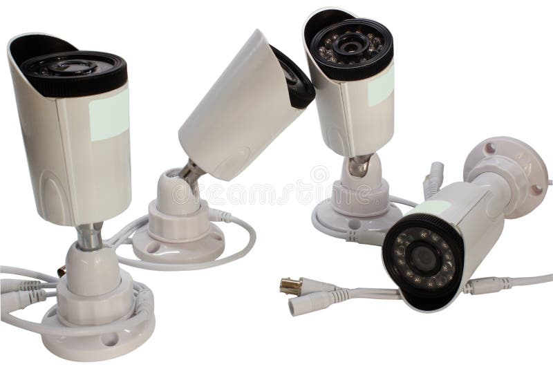 Surveillance Camera on a White Background. Stock Photo - Image of ...