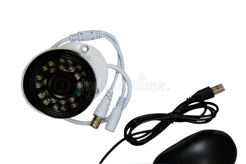Surveillance Camera on a White Background. Stock Photo - Image of ...