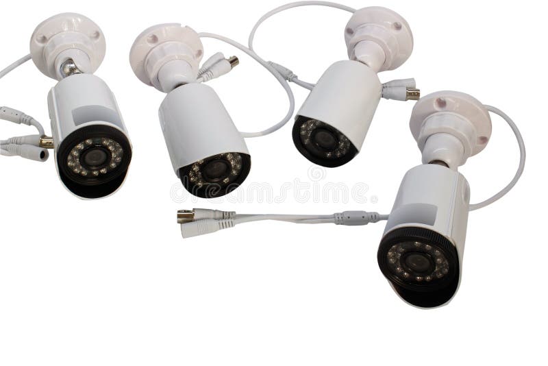 Surveillance Camera on a White Background. Stock Photo - Image of ...