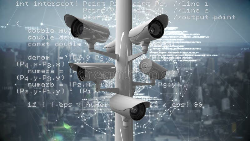 Surveillance Cameras in the City and Graphs Stock Video - Video of ...