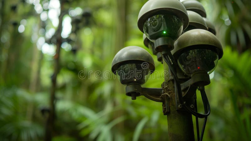 Surveillance Cameras on a Pole Against the Sky. Stock Image - Image of ...
