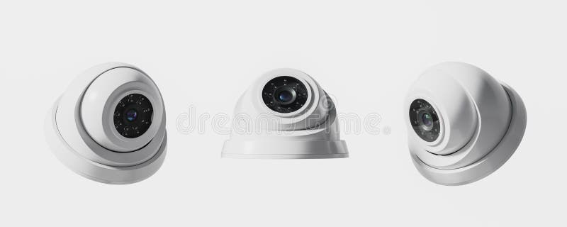 Surveillance Cameras on Empty White Background, Security Stock ...