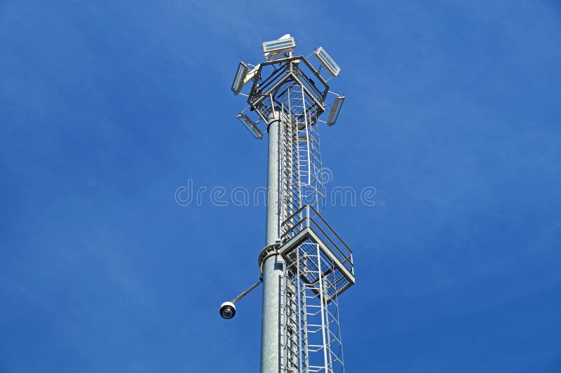 Surveillance Cameras and Modern Lighting Fixtures on the Lamppost Stock ...