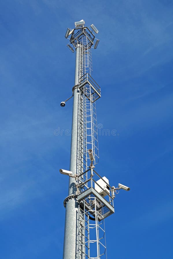 Surveillance Cameras and Modern Lighting Fixtures on the Lamppost Stock ...
