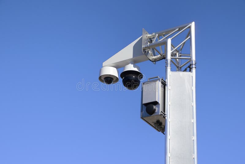 Surveillance cameras stock image. Image of tower, technology - 372535681