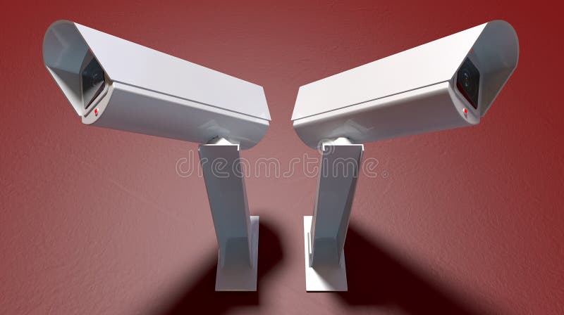 Surveillance Camera in the Night-time Stock Illustration - Illustration ...