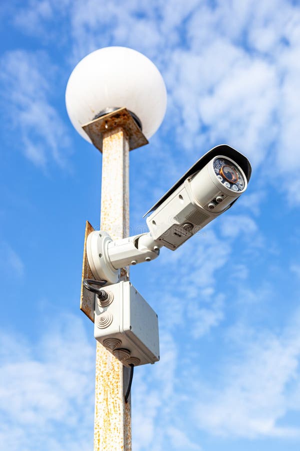Surveillance CCTV Camera Mounted on the Post Stock Photo - Image of ...