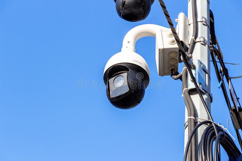 Surveillance CCTV Cameras Mounted on Post Editorial Photo - Image of ...
