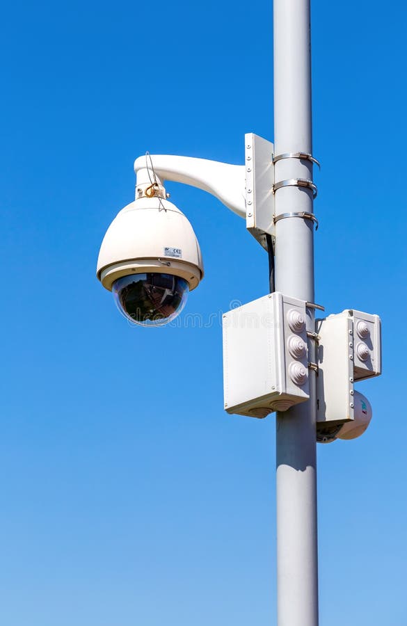 Surveillance CCTV Cameras Mounted on Post Editorial Photo - Image of ...