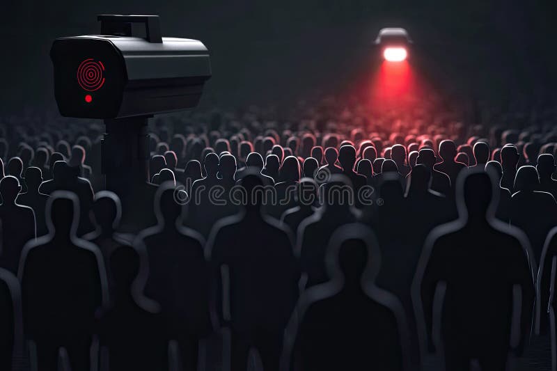 AI Surveillance of Crowds stock image. Image of cctv - 384386611
