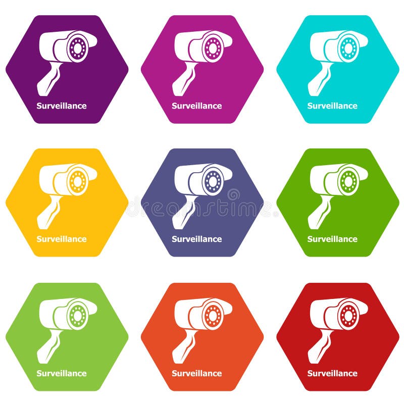 Surveillance Icons Set 9 Vector Stock Vector - Illustration of ...