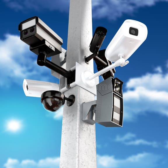 Surveillance mega camera s stock illustration. Illustration of metal ...