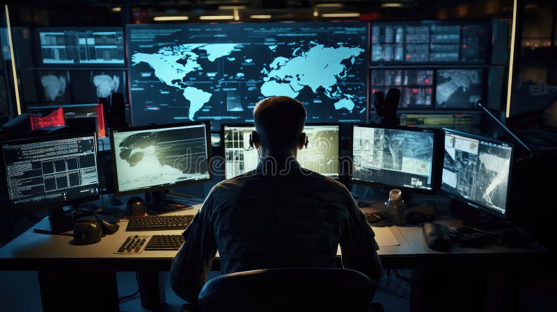 Surveillance military desk stock illustration. Illustration of command ...