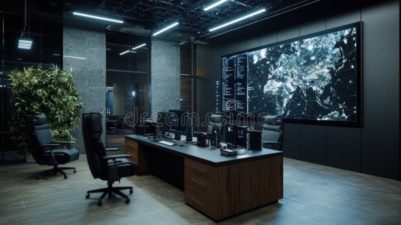 Surveillance Operation Room Modern Office Digital Technology Urban ...