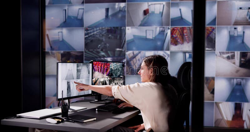 Surveillance Operator Controls Multiple CCTV Cameras Stock Image ...