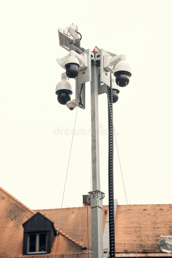 A Surveillance Pole with Multiple Security Cameras and a Warning System ...