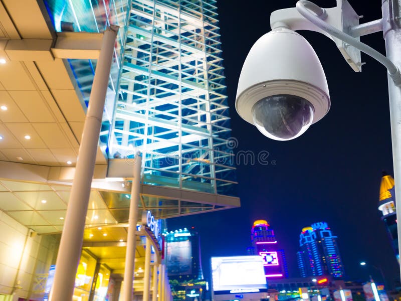 Surveillance Security Camera or CCTV in Shopping Mall Stock Photo ...