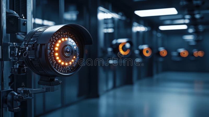 Surveillance Technology in a Futuristic Environment High-tech Facility ...