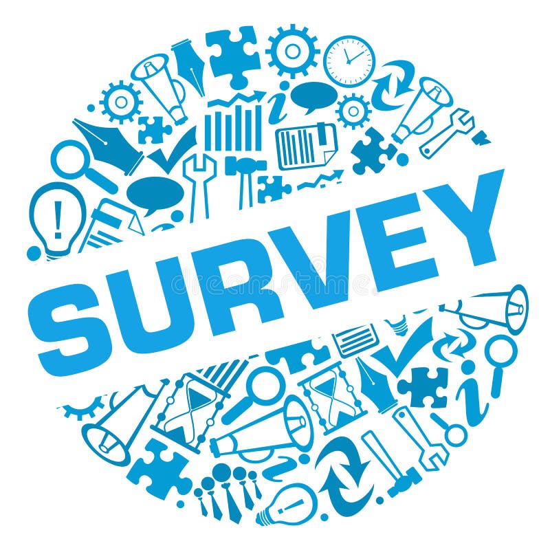 Survey Business Symbols Blue Badge Style Stock Illustration ...